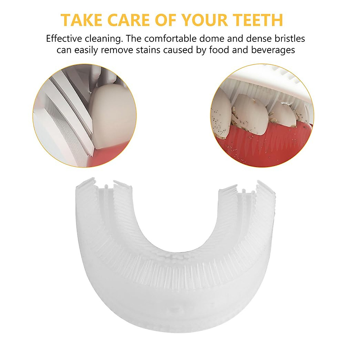 HEALLILY 2pcs U Shaped Toothbrush Head Silicone Automatic Electric Toothbrush Heads Replacement Refill for Electric Toothbrush Accessories