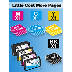 962XL Ink Cartridges Combo Pack Replacement for 962 962XL Ink Work for HP OfficeJet Pro 9015 9025 9012 9014 9016 9018 9019 9022 9026 9028 9029, 4 Pack for 962XL Black and Color Combo Pack