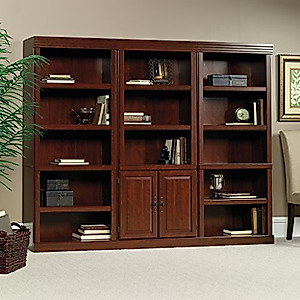 Sauder 2-Shelf Bookcase, Select Cherry Finish & Heritage Hill Library with Doors, Classic Cherry Finish