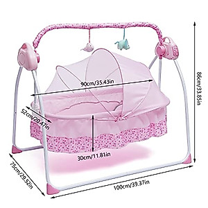 Guaopom Electric Baby Crib Cradle, 0-25Kg Big Space Auto Rocking Chair Chair Bed, 5 Speed with Remote Control Infant Musical Sleeping Basket Baby Cradle for 0-18 Months Newborn Babies (Pink)