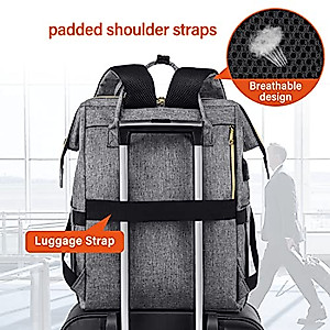 LOVEVOOK Laptop Backpack for Women Fashion Travel Backpack Business Computer Purse Work Bag with USB Port, Grey