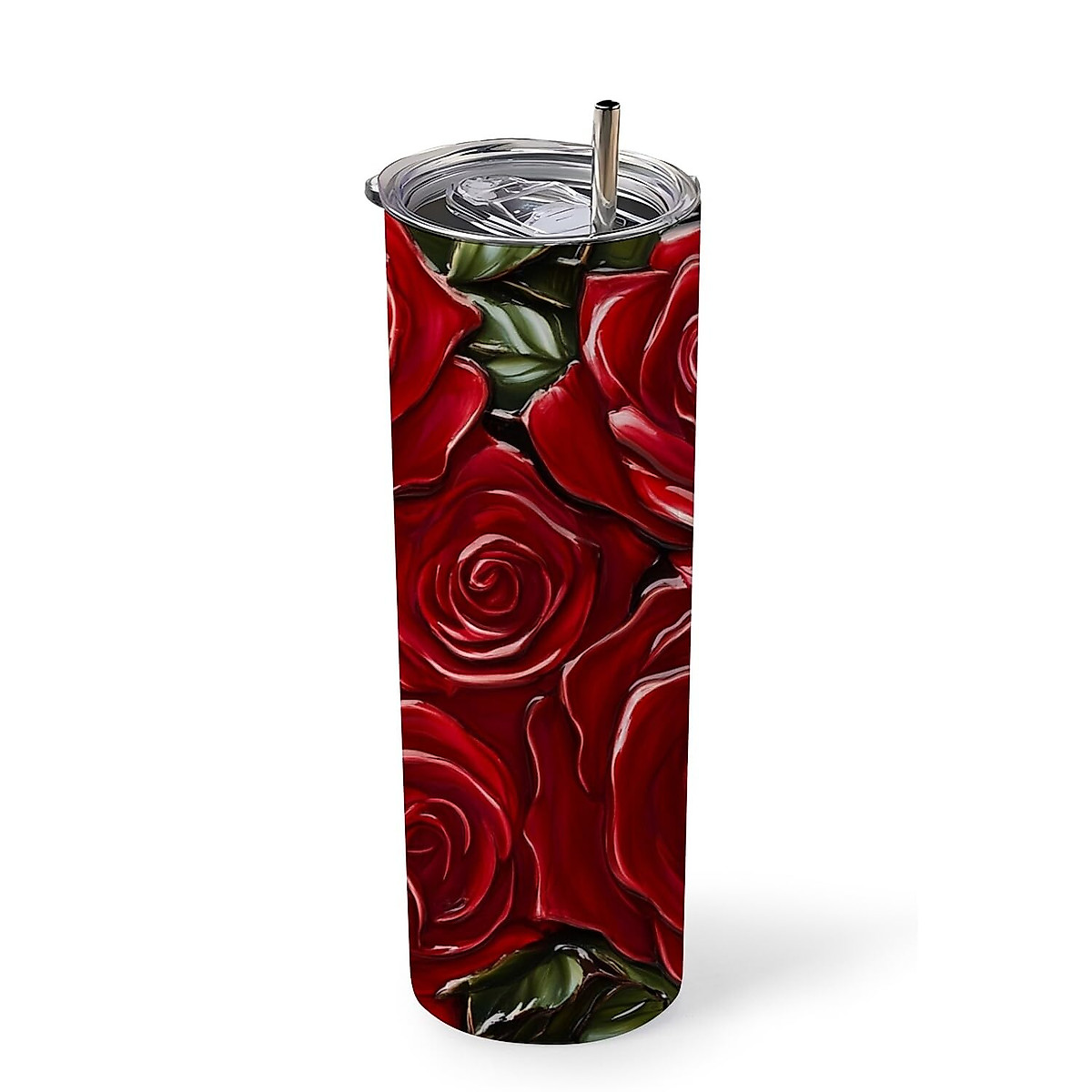 red roses insulated tumblers coffee cup Gift，red roses Drinking Glasses-Tea Cup-Coffee Mug tumbler with lid and straw 20 oz insulated tumbler cups