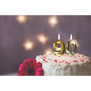 90th Birthday Candles,Gold Number 90 Cake Topper for Birthday Decorations Party Decoration