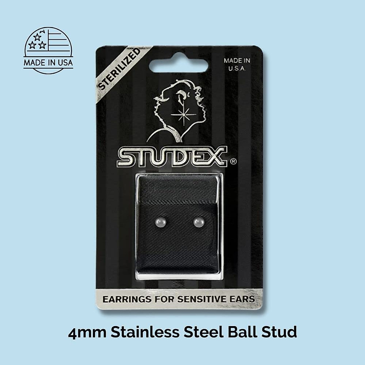 STUDEX Sensitive Stainless Steel Ball Stud Earrings 4mm | Hypoallergenic and Nickel Safe for Sensitive Ears | Surgical Stainless Steel Posts | High Fashion Earrings for Women and Men-PR-622W-S…