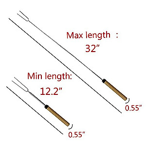 Jtshy Marshmallow Roasting Sticks,Marshmallow Sticks Kit Extending Roaster 32 Inch Set of 8 Telescoping Stainless Steel. Smores Skewers & Hot Dog Forks Kids Camping Campfire Fire Pit Accessories.