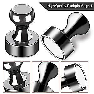16Pcs Strong Fridge Magnets,Black Refrigerator Magnets, Push Pin Magnets,Strong Whiteboard Magnets for Locker, Map, Kitchen, Office, School, Adults