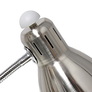 Simple Designs LD2016-BSN Adjustable Flexible Gooseneck Clip Light Desk Lamp, Brushed Nickel