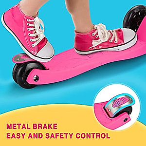 Scooters for Kids Age 3-5, Kick Scooter for Boys Girls Toddlers, 4 Adjustable Height, AEBC-9 Bearing, 3 Light Up Wheels, Outdoor Activities for Children from 3 to 12 Years Old, Pink