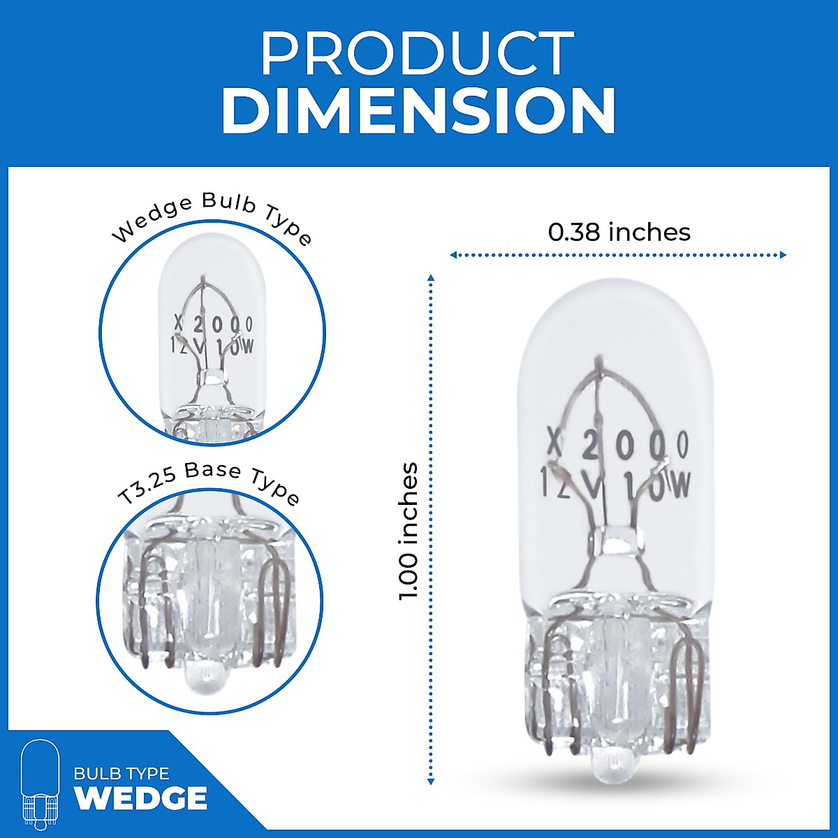 OHLECTRIC T3.25 Soft White Clear Pure Xenon Gas Bulbs with Wedge Base | 10W Dimmable Light Bulbs with100L & 2800K Color Temperature | (Pack of 10) OL-46160