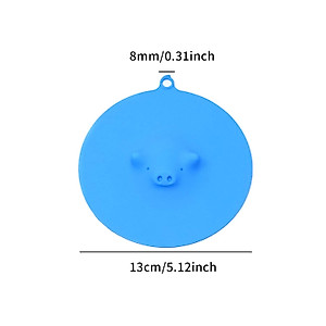 Honbay 5PCS 13cm/5.12inch Cute Swimming Piggy Anti-dust Silicone Cup Lids Mug Cover with Hanging Loops