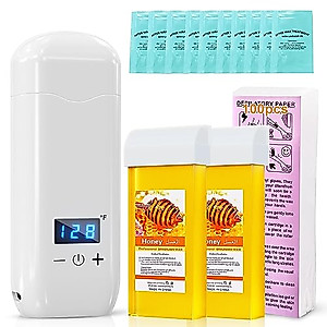 Roll On Wax Kit, Portable Wax Roller Kit for Hair Removal, Waxing Kit for Sensitive Skin, Smart Wax Heater Machine for Women and Men