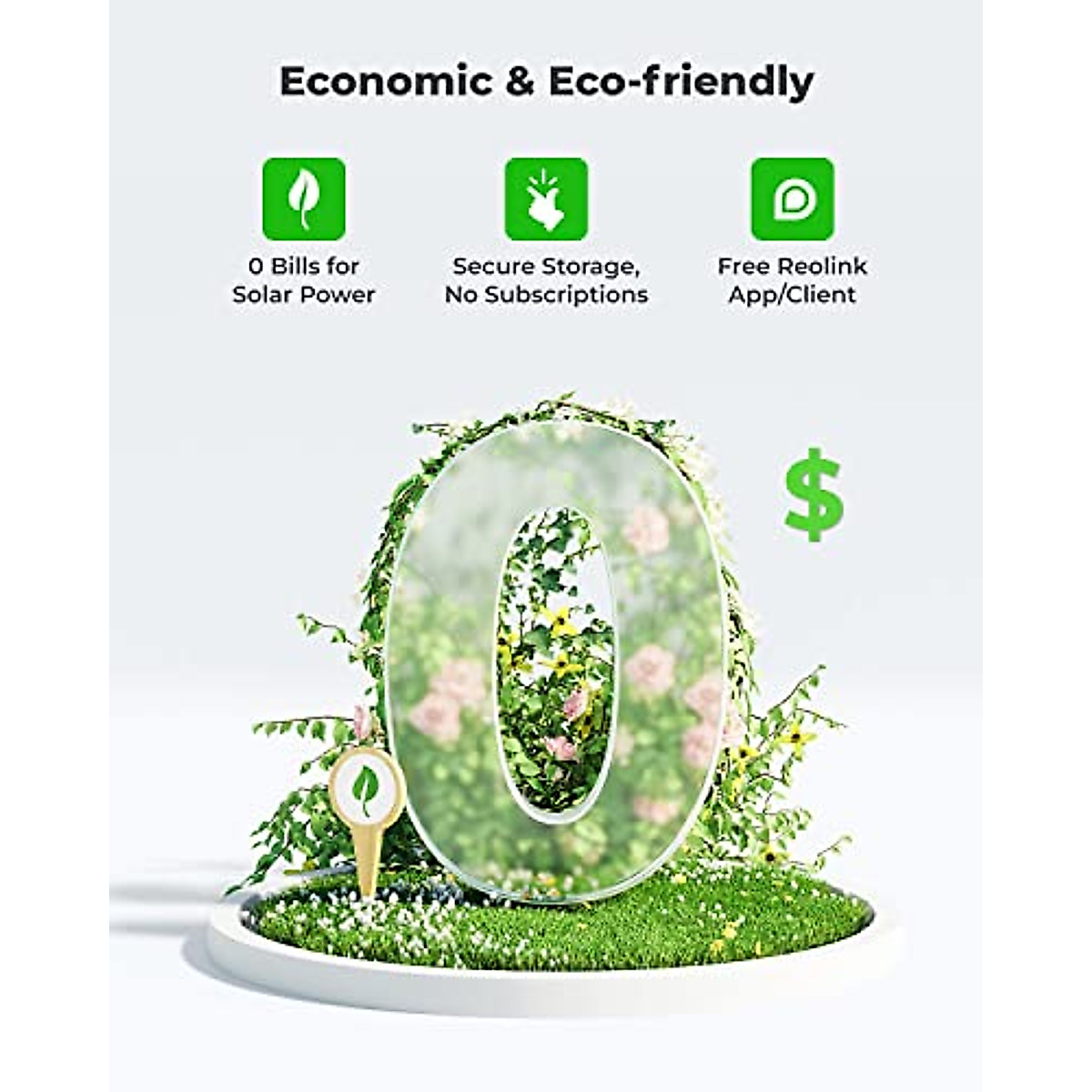 REOLINK First 4K Solar Security Cameras Wireless Outdoor, Argus PT 4K+ 6W Solar Panel, 360° Pan Tilt Solar Battery Outdoor Camera with 8MP Color Night Vision, 2.4/5 GHz Wi-Fi, No Monthly Fee