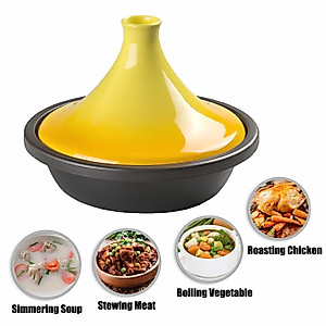 Xgxoz Cast Iron Tagine Pot for Cooking, Enameled Cast Iron Cooking Pot with Enameled Cast Iron Base And Ceramic Lid, Non Stick Tajine Pot Tagine Cooking Pot