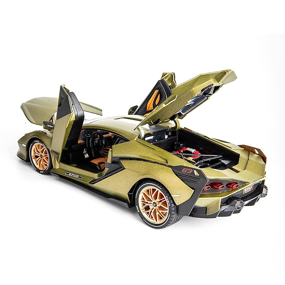 WAKAKAC Compatible for 1/18 Scale Sian Die-cast Model Car with Sound and Light Pull Back Collection Toy Car for Boys Adult(Army Green)