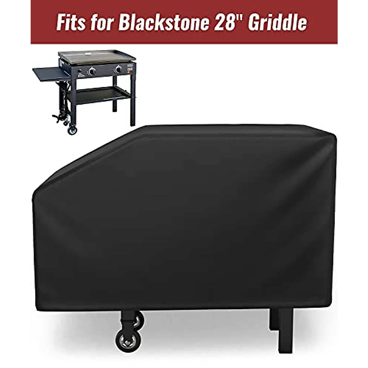 NUPICK Grill Cover for Blackstone 28 inch Griddle, Fits for Blackstone 22 inch & 17 inch Griddle with Hood and Stand, Come with a Round Basting Cover
