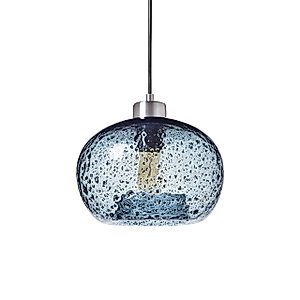 Trustwoods Hand blown Glass Pendant Light for Kitchen Island Sink Restaurant Farmhouse, Grey Blue, Brushed Nickel