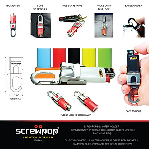 Screwpop Bic Standard Full-Size Lighter Holder Keychain Multi Tool with Carabiner Clip and Bottle Opener Stainless Steel Construction (Lighter Not Included)