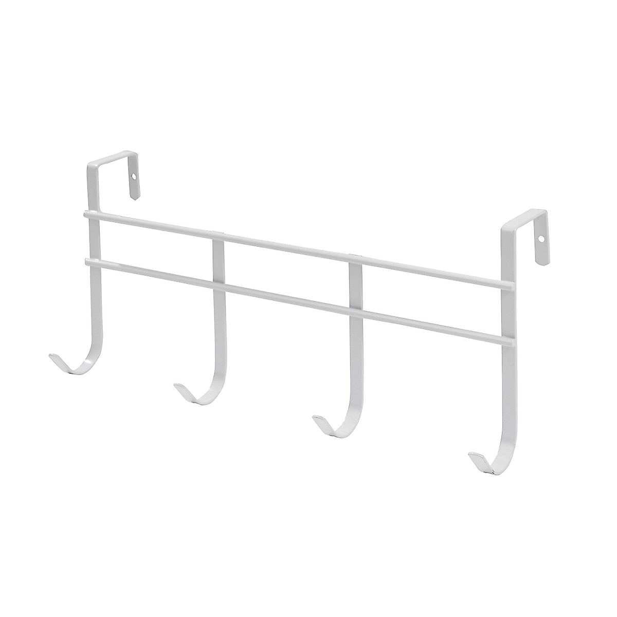 Spectrum Diversified Four Over The Door Hook, White Closet Organizer for Jackets, Coats, Hats, Purses, Scarves, Towels & Accessories, 4