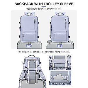 VGCUB Large Travel Backpack,Carry on Backpack for Women Men Airline Approved Gym Backpack Waterproof Business Laptop Daypack,Purple With Toiletry Bag