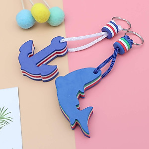 VOSAREA 2 Pack Floating Key Chain Boat Keychain Float Buoy Boating Accessory Dolphin Anchor Floating Keyring for Boating Kayak Water Sports