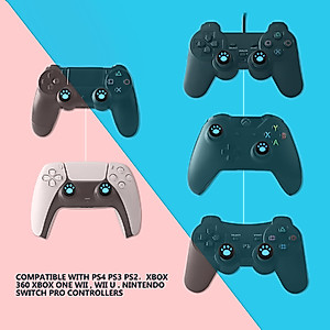 6PCS PS5 Silicone Thumb Cap, Non-Slip Silicone Analog Joystick Thumb Stick Grip Cap for PS2, PS3, PS4, PS5, Xbox One, Xbox Series X/S, Xbox 360, Switch Pro, Wii U Game Controller (Black Blue)