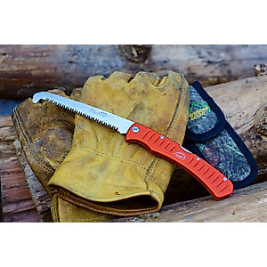 Outdoor Edge 4.5" Flip N' Zip Saw - Lightweight Folding Aluminum Handle Outdoor-Hunting Saw with 65Mn Spring Steel Blade and Triple Ground Saw Teeth for Bone and Wood with Nylon Sheath