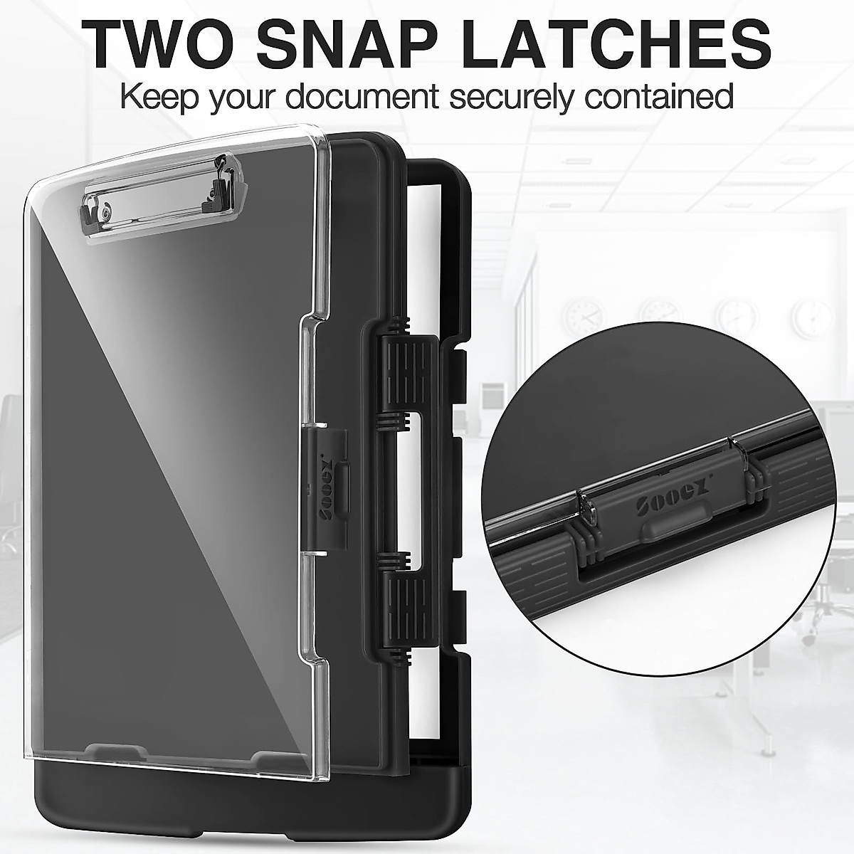 Sooez Clearview Clipboard with 2 Storage, Heavy Duty Clip Boards 8.5x11 with Storage, Dry Erase Coach Clipboard with Pen Holder & Real Hinge, High Capacity Plastic Clipboard Case with Low Profile Clip