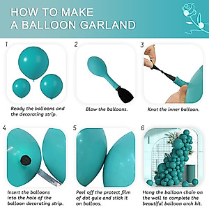 Turquoise Blue Balloons of Stuffed Black Balloons Inside - Double Stuffed Peacock Blue Balloon Garland Arch Kits with Different Sizes 5 Inch 12 Inch 18 Inch Blue and Black Balloons for Party Decor