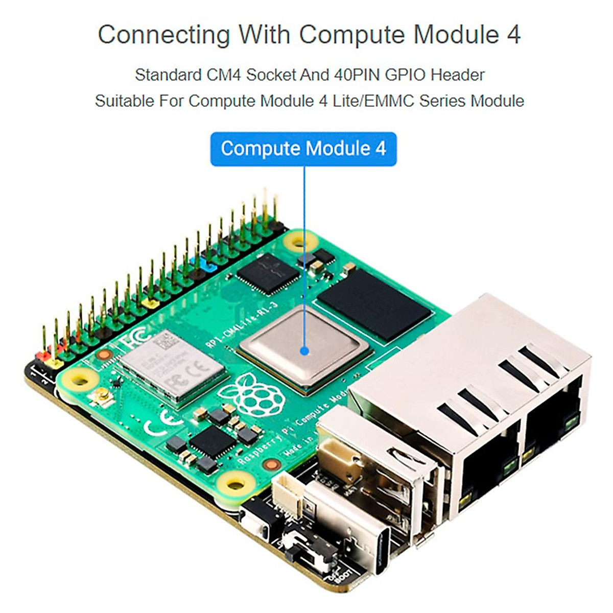 for Raspberry Pi Compute Module 4, Mini Dual Gigabit Ethernet Base Board Onboard Ethernet USB Rich Interfaces
