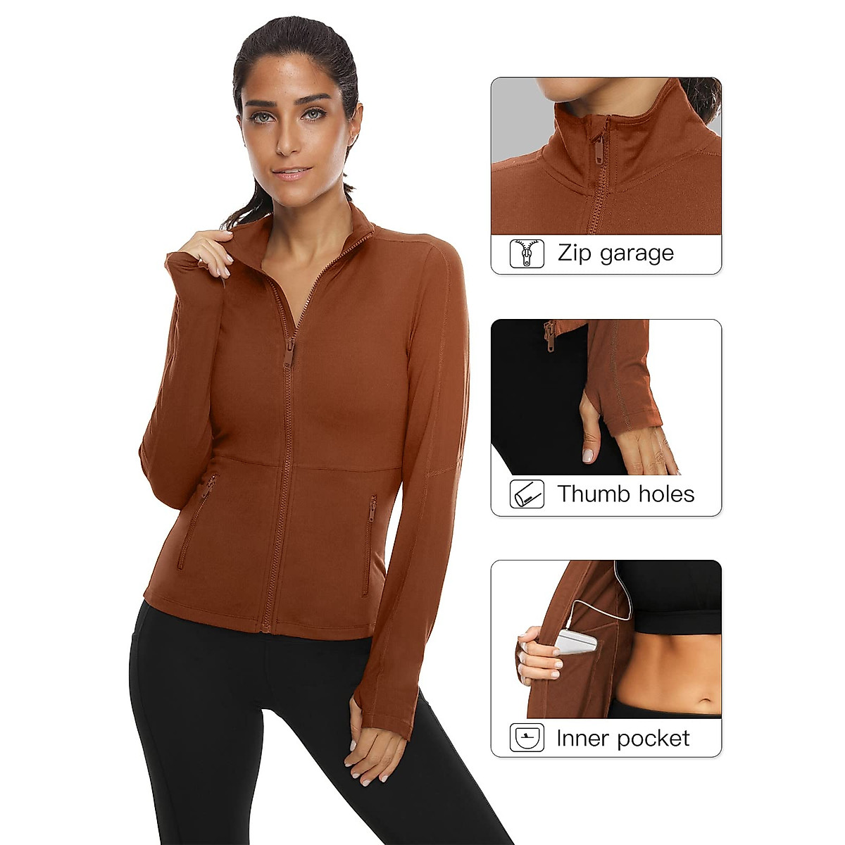 VUTRU Women's Workout Yoga Jacket Full Zip Running Track Jacket