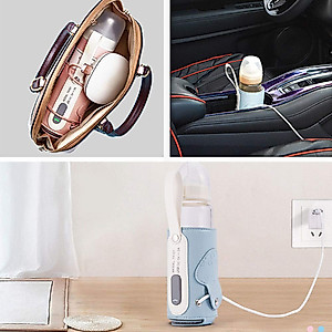 Milk Storage Insulation Thermostat, USB Baby Bottle Warmer Baby Bottle Heat Insulated Cover Car Travel Milk Bottle Warmer Intelligent for Home Outside()