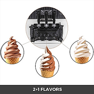 VEVOR Commercial Ice Cream Machine 5.3 to 7.4Gal per Hour Soft Serve with LED Display Auto Clean 3 Flavors Perfect for Restaurants Snack Bar