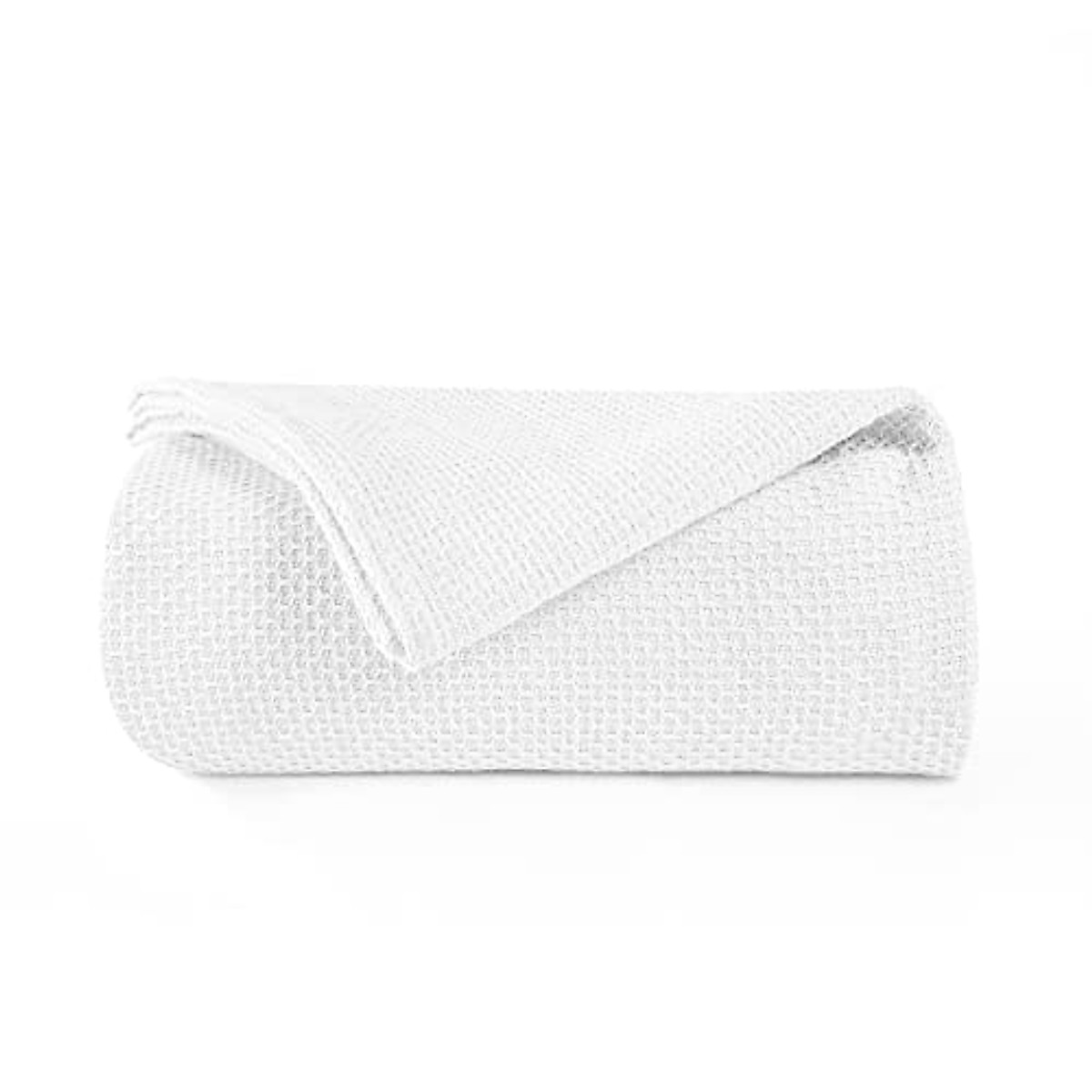 BOUTIQUO 100% Cotton Bed Blanket, Breathable Thermal Blanket Full - Queen Size, Soft Honeycomb Waffle Blanket 90"x90", Cotton Bed Blanket, Perfect for Layering Any Bed for All Season, White