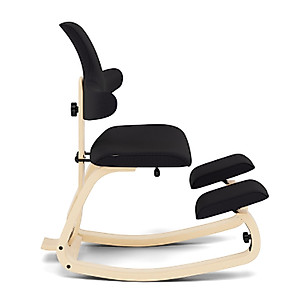Varier ThatSit Balans Adjustable Ergonomic Kneeling Chair with Backrest (Black Revive Fabric with Natural Base)
