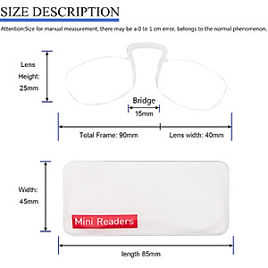 DXYXYO Armless Thin Reading Glasses for Men and Women Mini Lightweight Legless Clip on Nose Readers 3 Pack, +1.5