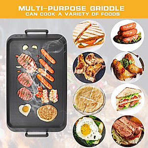 Non-Stick Aluminum Stove Top Flat Griddle, Warp-Resistant Double Burner Griddle for Glass and Gas Stove, Great for Breakfast and BBQ Indoor or Outdoor 17" x 10.5"