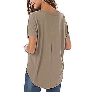 White Oversized Tshirt Women Summer Short Sleeve High Low Loose Oversized Basic Tops T Shirt Light Coffee Medium
