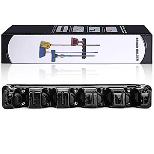 Feir Mop Broom Holder Wall Mounted Kitchen Hanging Garage Utility Tool Organizers and Storage Rack For Commercial Bathroom Laundry Room Closet Gardening (Black)