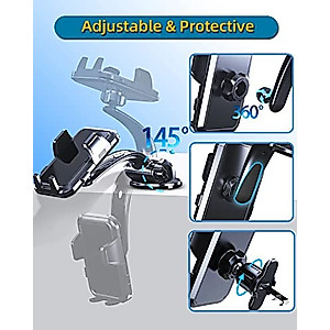 YFYYF Phone Mount for Car Phone Holder Mount for Dashboard Windshield Vent, Military Grade Suction & Metal Hook, Handsfree Stand Cell Phone Holder Car Accessories for iPhone, All iOS & Android Phone