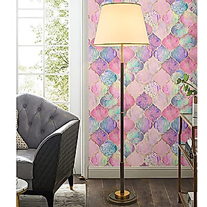 Blooming Wall DPY40 Peel and Stick Pink Multicolor Trellis Wallpaper Self-Adhesive Removable Wallpaper Wall Mural Wall Decor