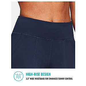 BALEAF Women's Bermuda Shorts Long Athletic Shorts High Waisted 10" for Running Walking Gym Quick Dry Navy Size L