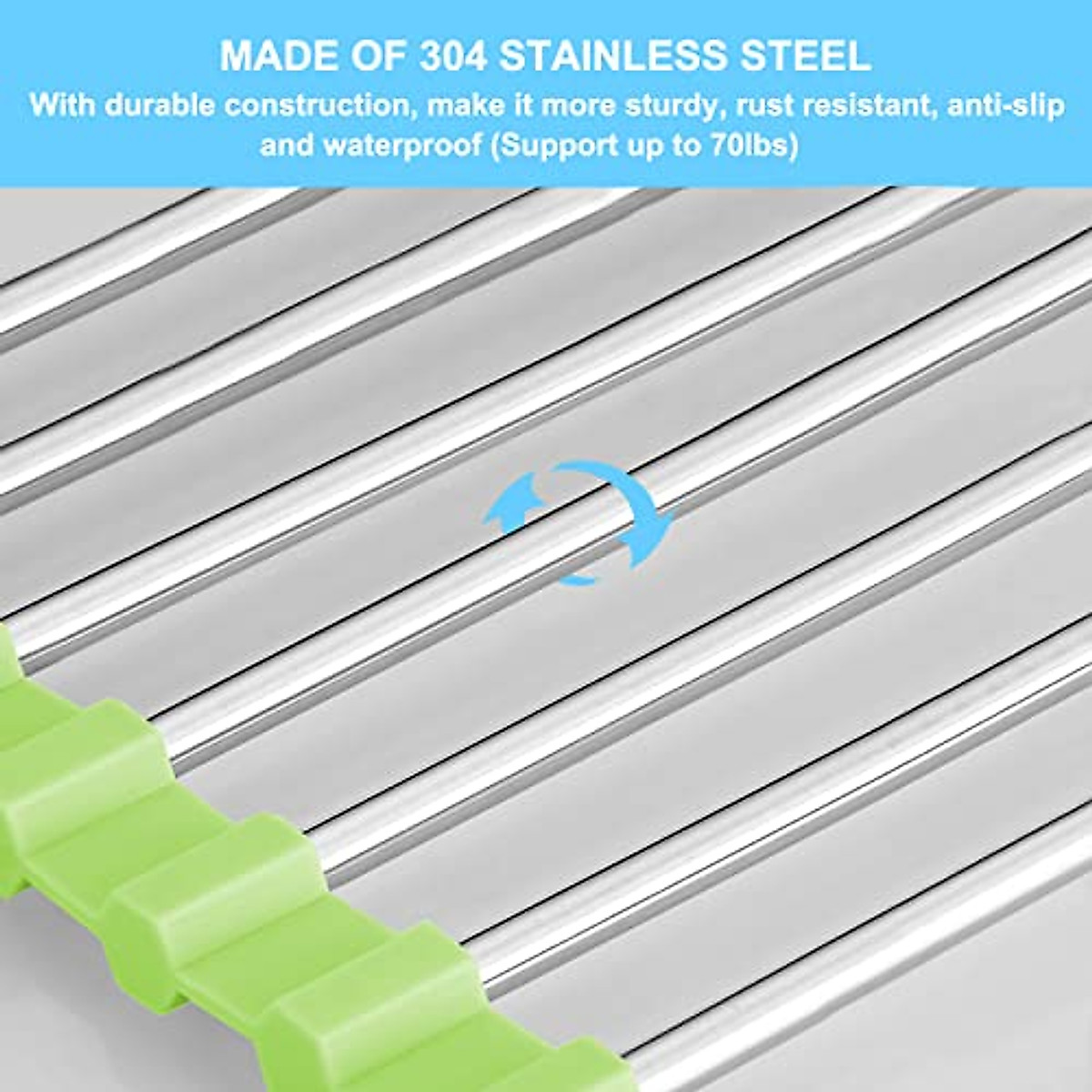 Seropy Roll Up Dish Drying Rack Over The Sink Drying Rack for Kitchen Counter, Rolling Dish Rack Over Sink Mat and Collapsible Dish Drying Rack Portable Dish Drainers for Kitchen Counter