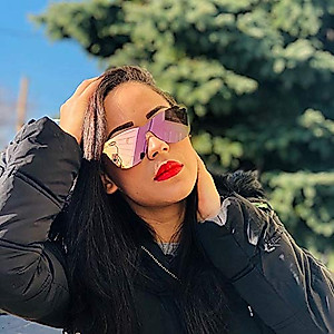 2020 VentiVenti Retro One Piece Square Rimless Frame Sunglasses Anti Reflective Fashion For Women Pink Revo Lens