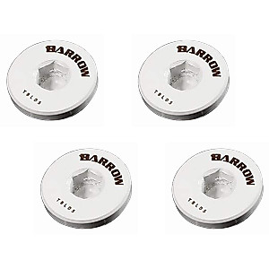 Barrow G1/4" Thin Stop Plug Fitting, Internal Hex Socket, White, 4-pack