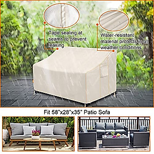ZEJUN Outdoor Sofa Cover Waterproof, 600D Patio Couch Cover, 58" L x 28" D x 35" H, UV Resistant, Anti-fad, Dustproof Loveseat Sofa Cover for Patio Furniture, Porch loveseat, Lawn Bench Chairs