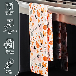 Wildflowers Microfiber Kitchen Towels | Pink & Orange Color Pattern| Waffle Fabric Tea Towel | Super Absorbent, Soft, and Scratch-Free Dish Towels | Perfect for Bath, Home and Kitchen (Pack of 2)