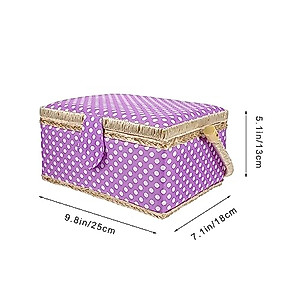 Sewing Storage Organizer with Lid Double-Layer Sewing Box Organizer Accessories Storage Bag Sewing Gifts for Kit, Scissors, Thread, Pins, Needles, Clips Purple