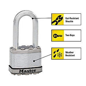 Master Lock M5XTLH Magnum Heavy Duty Outdoor Padlock with Key, 2 Pack Keyed-Alike