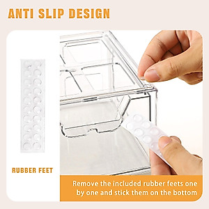 Stebopum Clear Acrylic Makeup Storage Organizer, 3 Pack Stackable Perfume Organizer with Detachable Stands, Dustproof Cosmetic Display Cases with Magnetic Door for Vanity, Bathroom Countertop