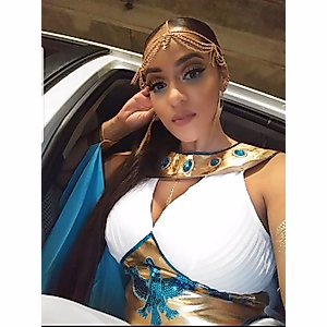 Gold Tone Womens Rhinestone Accent Draped Head Chain Jewelry IHC1030G